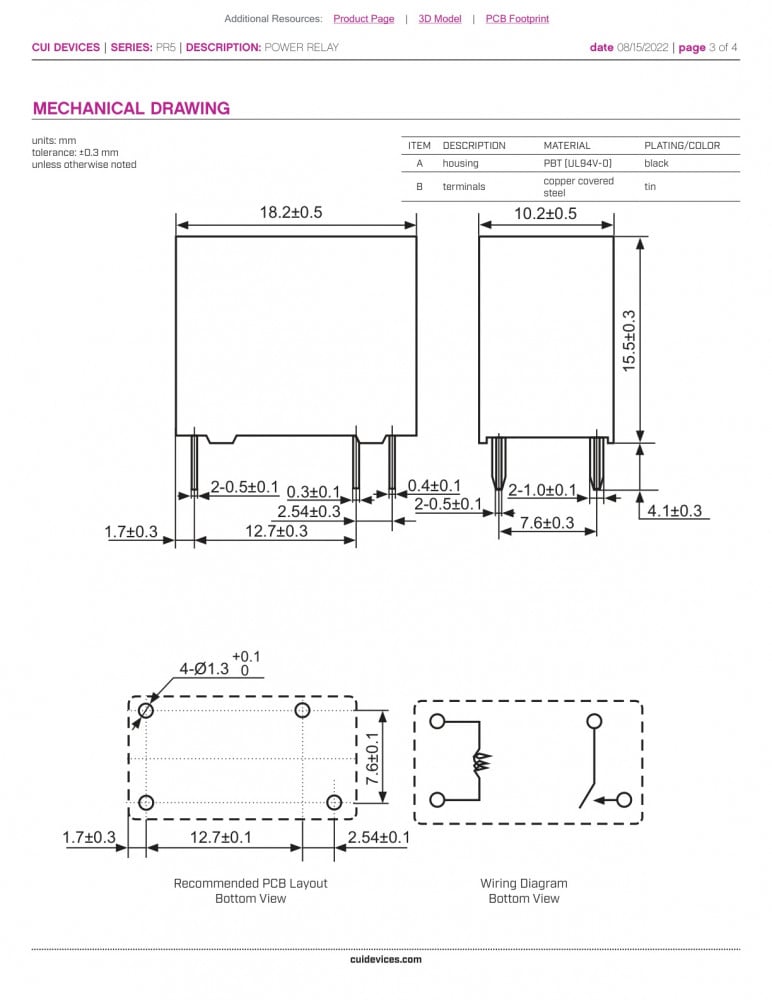 PR5 series datasheet page 3