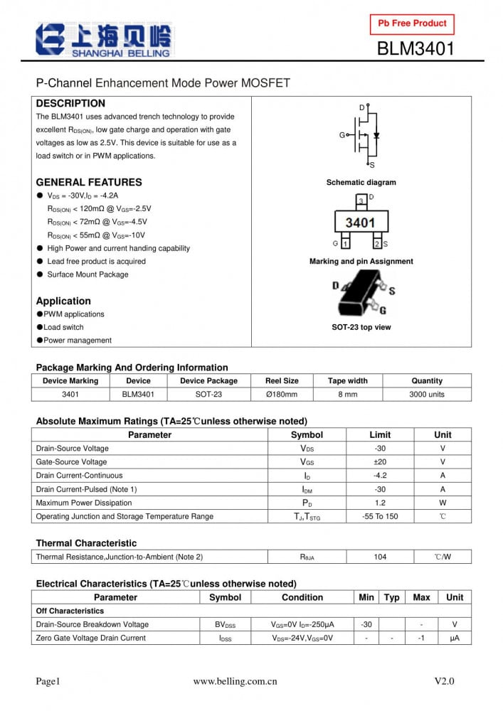 BLM3401 datasheet page 1