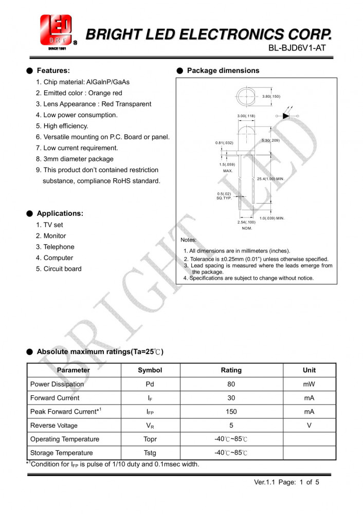 BL-BJD6V1-AT datasheet page 1