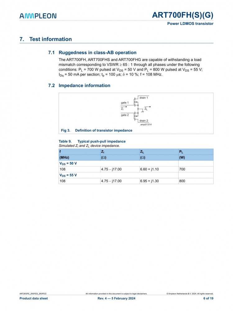 ART700FH technical documentation page 6