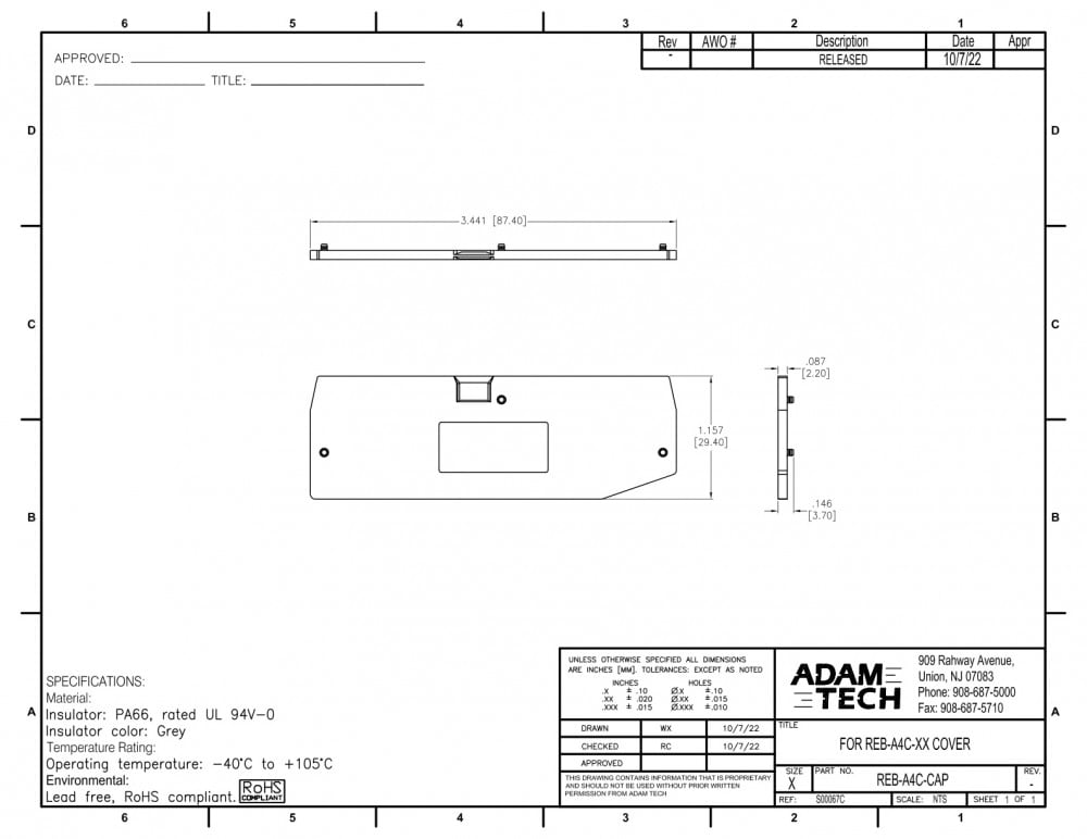 ADAM TECH REB-A4C-CAP technical document page