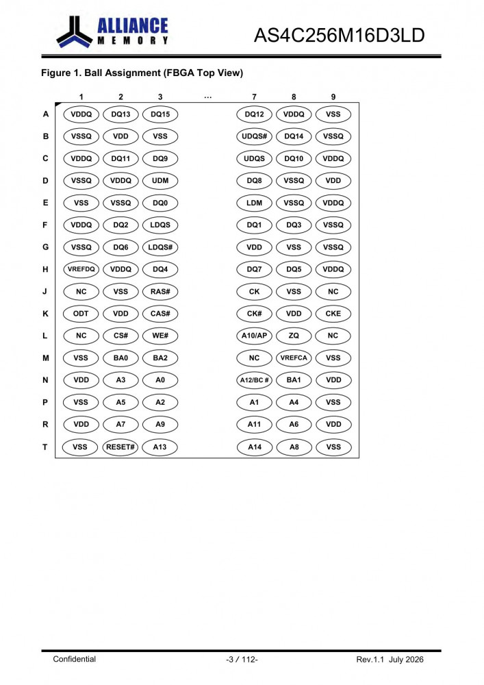 AS4C256M16D3LD datasheet page 3