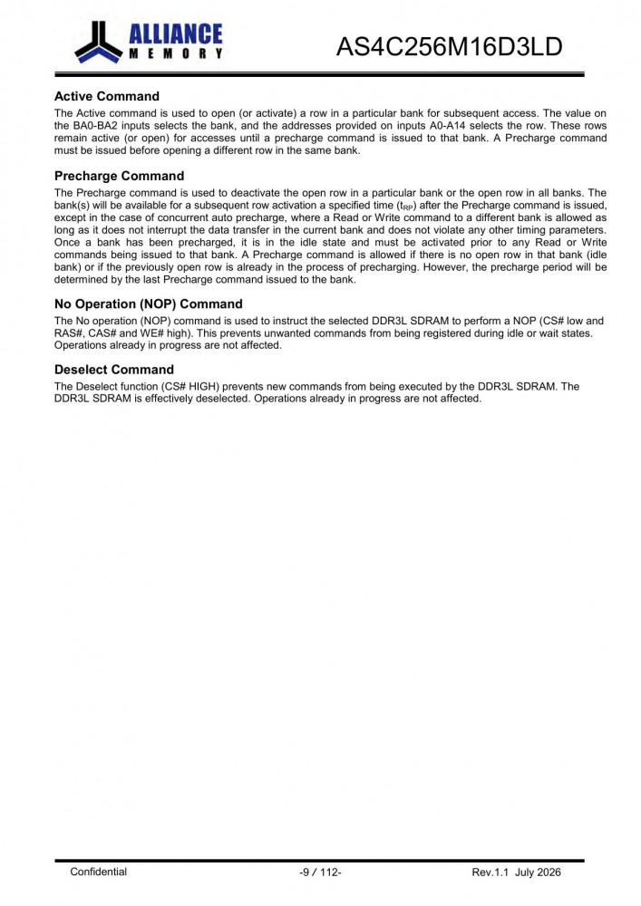 AS4C256M16D3LD datasheet page 9