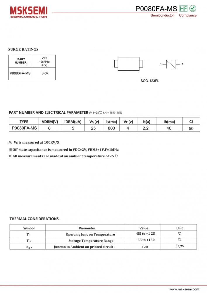 P0080FA-MS datasheet page 2