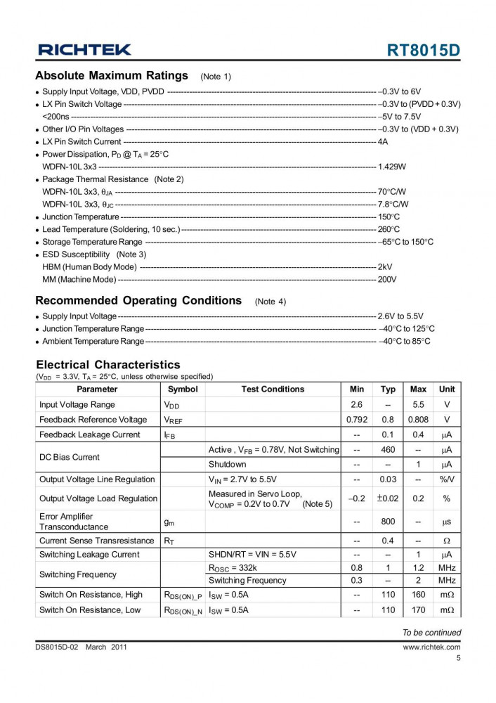 RT8015D datasheet page 5