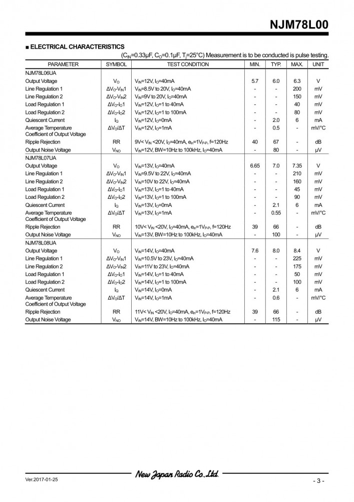 NJM78L08UA-TE1 datasheet page 3