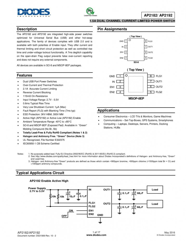 AP2182SG-13 datasheet page 1