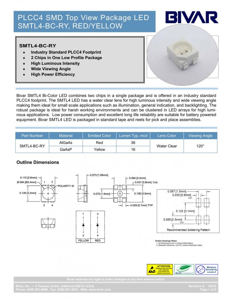 SMTL4-BC-RY datasheet page 1