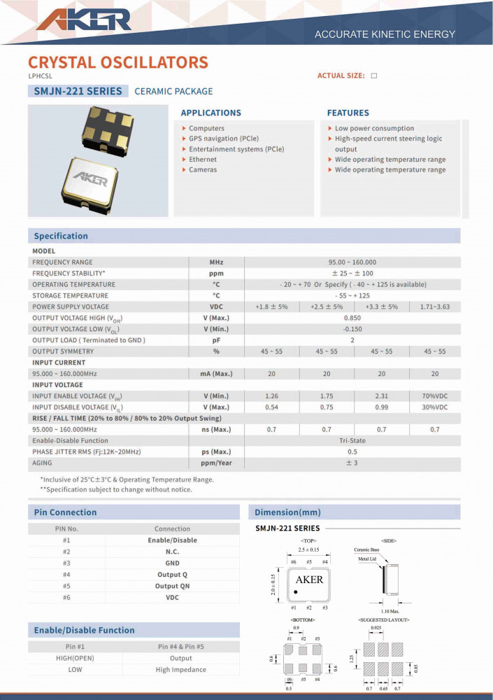 AKER SMJN-221 SERIES technical document preview