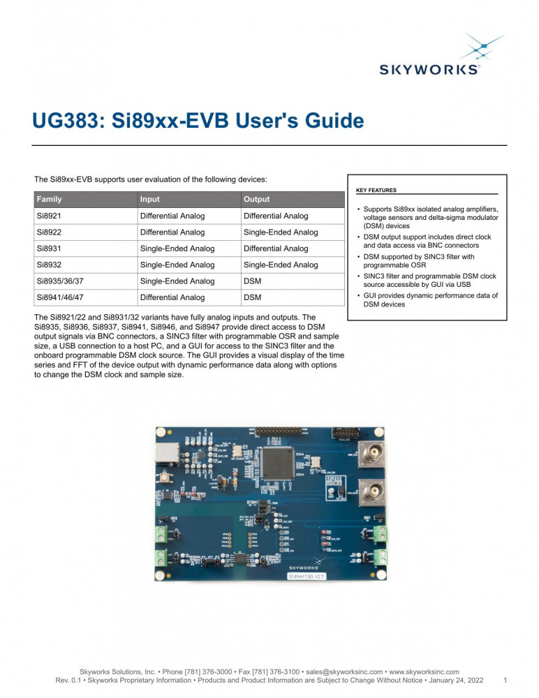 Si89xx-EVB User's Guide page 1
