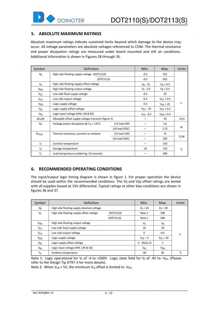 DOT2110 datasheet page 4