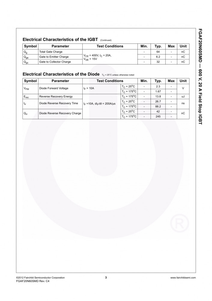 FGAF20N60SMD datasheet page 4