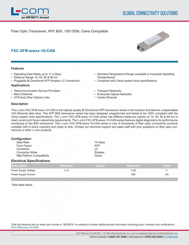 FXC-XFB-2360-10-CAN datasheet page 1