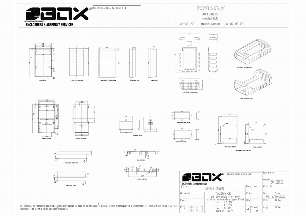 Box Enclosures 50-Series master drawing visual