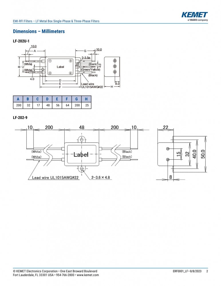 KEMET LF series datasheet page 2