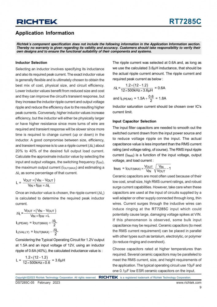 RT7285C datasheet page 9