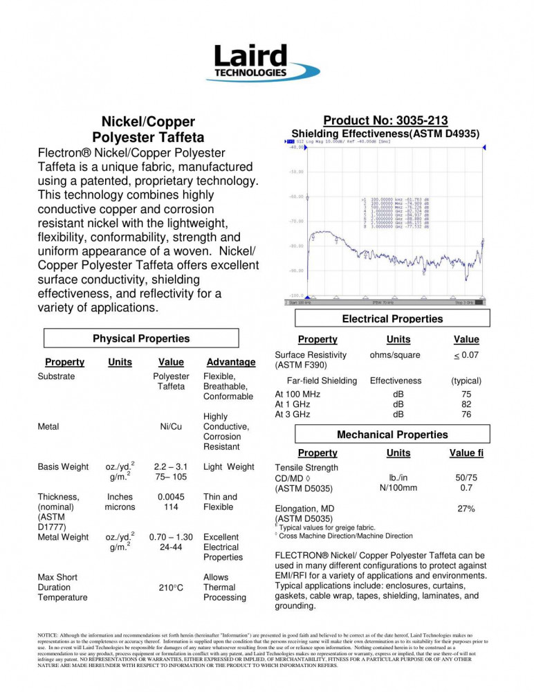 Laird 3035-213-STD technical document preview