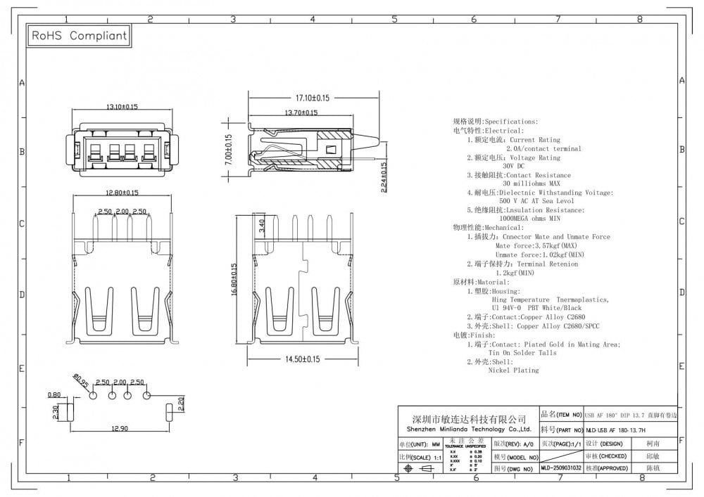 MLD-USB AF 180-13.7H technical drawing page 1