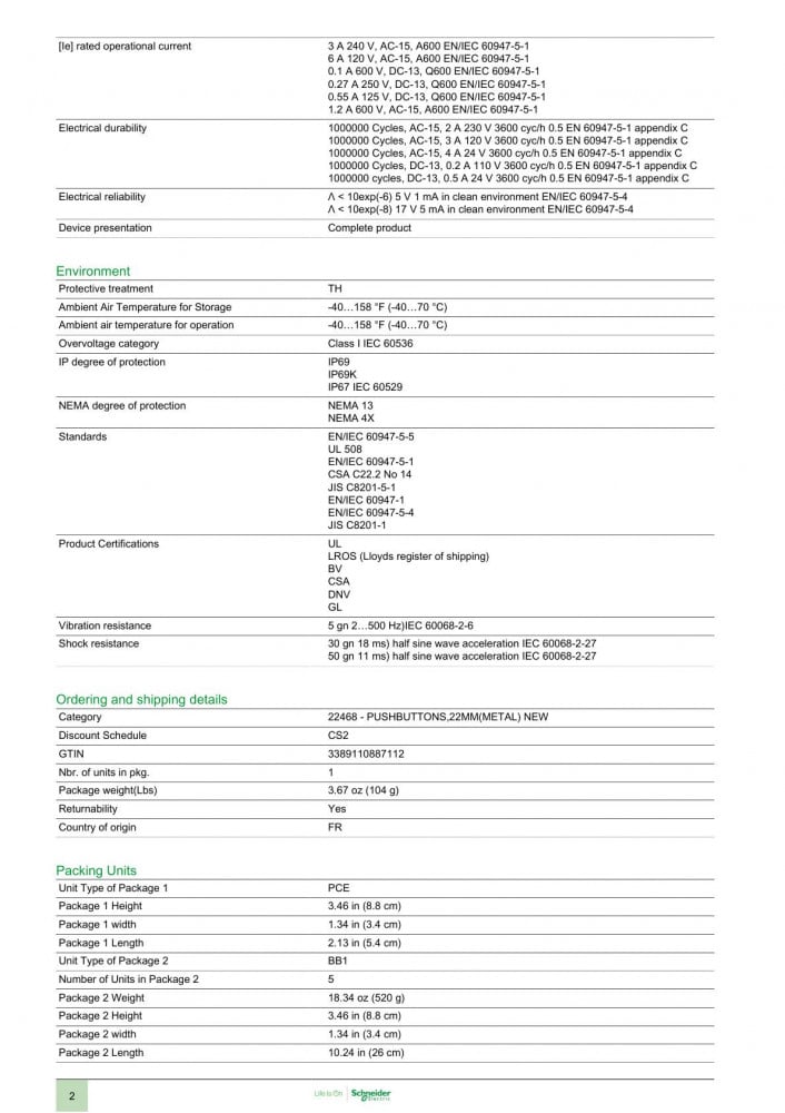 XB4BD53 technical document page 2