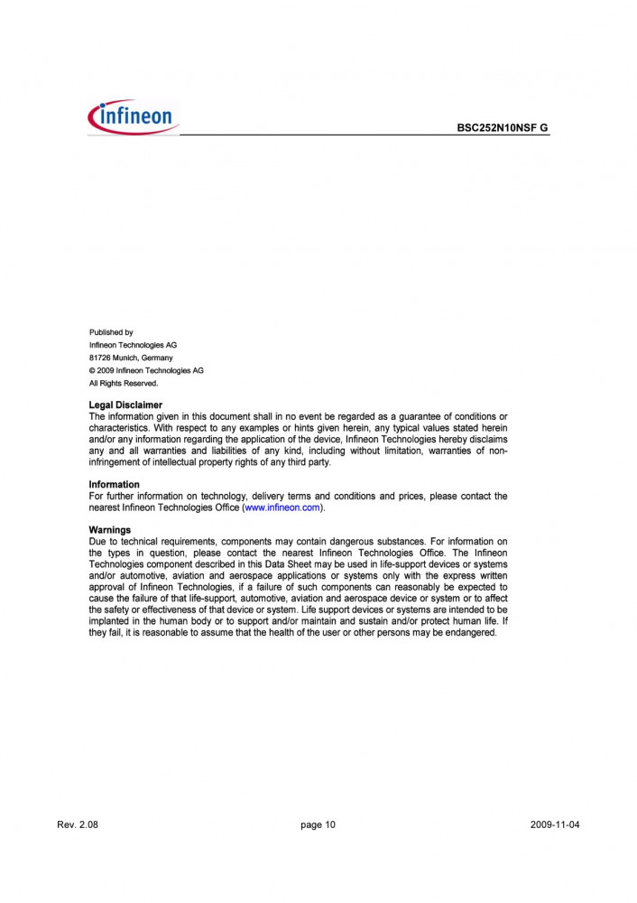 BSC252N10NSF G datasheet page 10