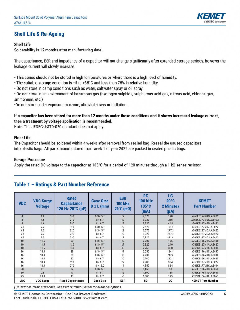 KEMET A766 datasheet page 5