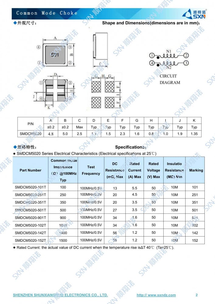 SMDCM5020 technical document page 2