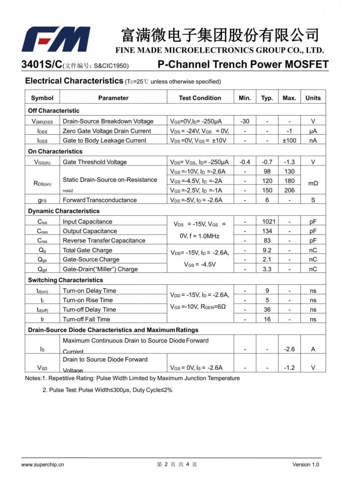 3401S/C datasheet page 2