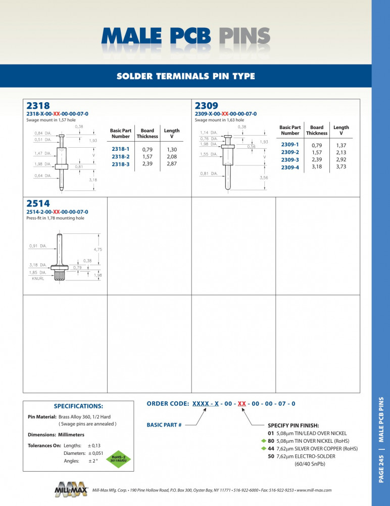 Mill-Max solder terminal product document preview
