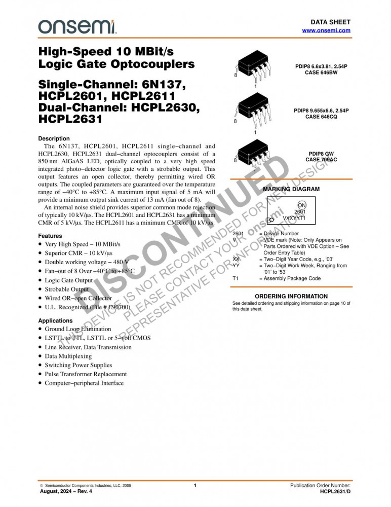 6N137 datasheet page 1