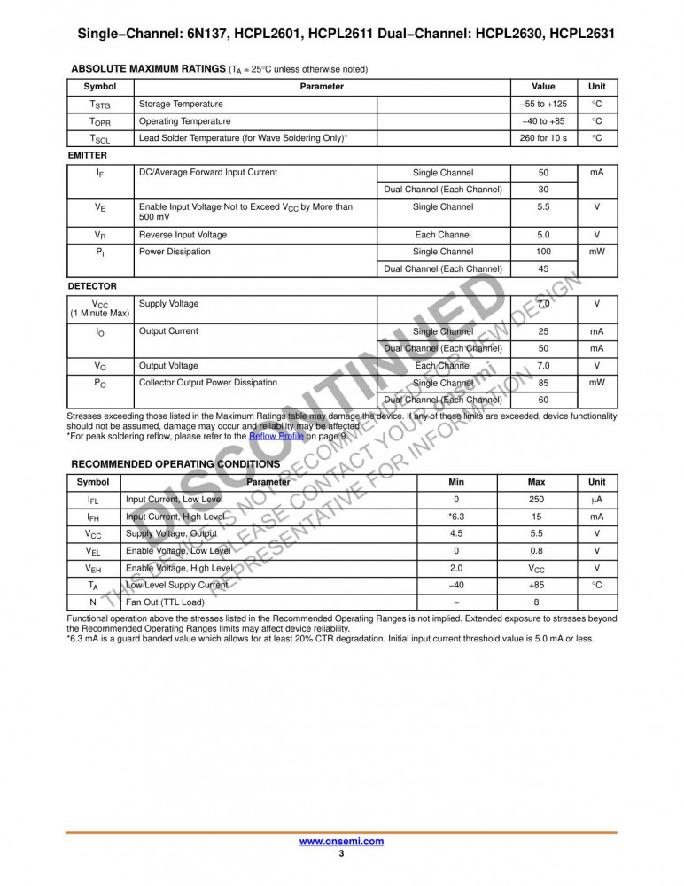 6N137 datasheet page 3