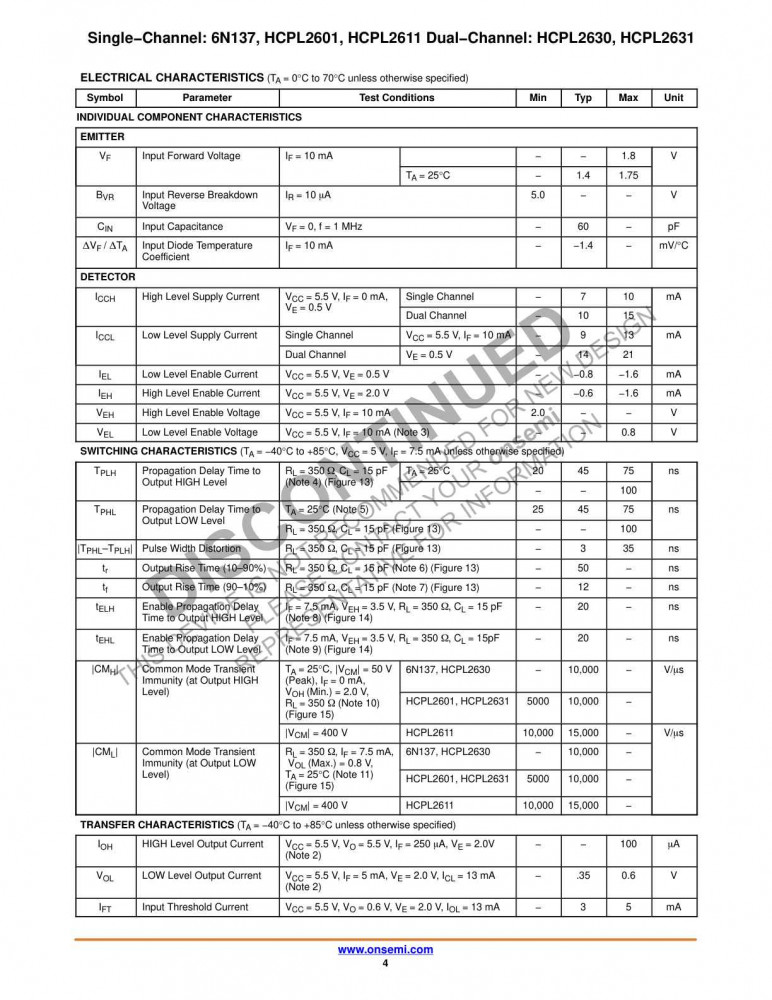 6N137 datasheet page 4