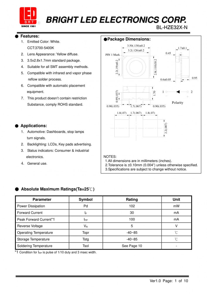 BL-HZE32X-N datasheet page 1