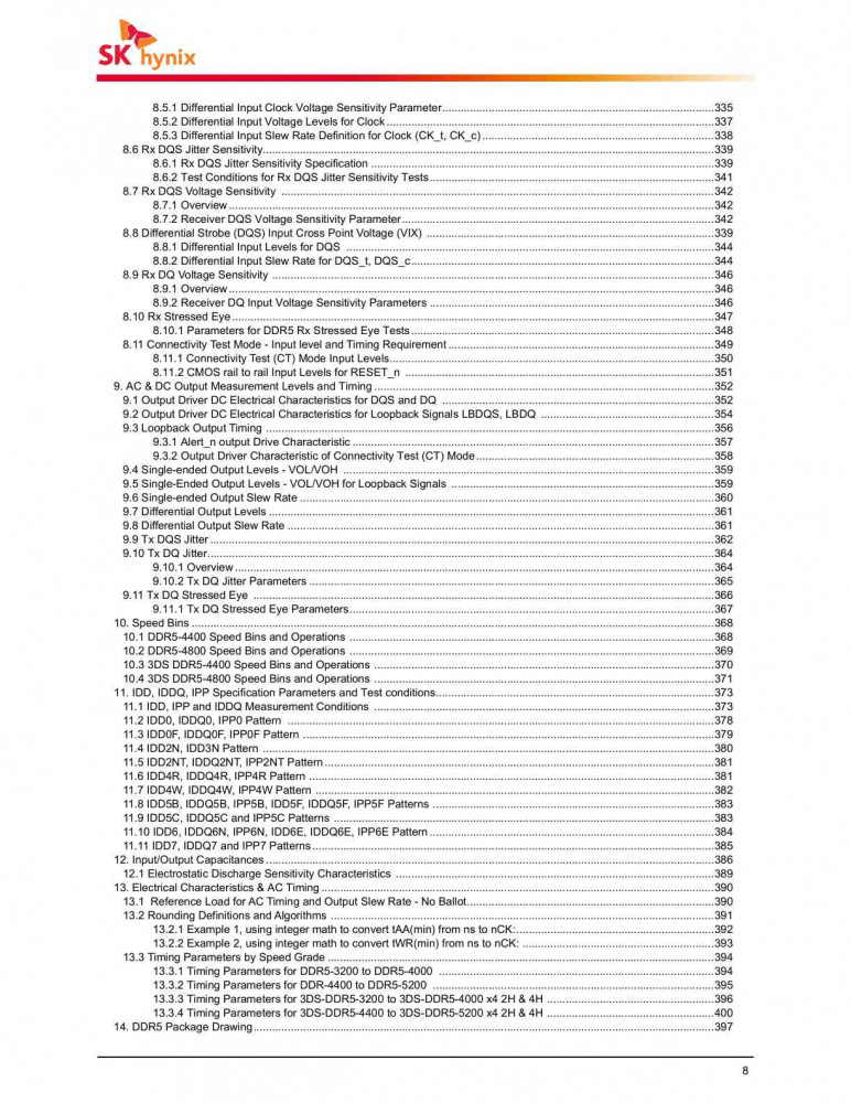 H5CG48AGBDX018N datasheet page 8