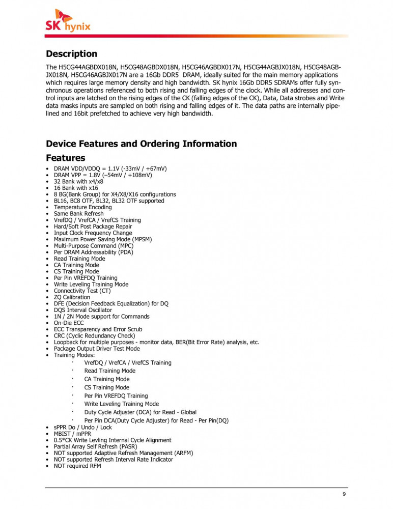 H5CG48AGBDX018N datasheet page 9