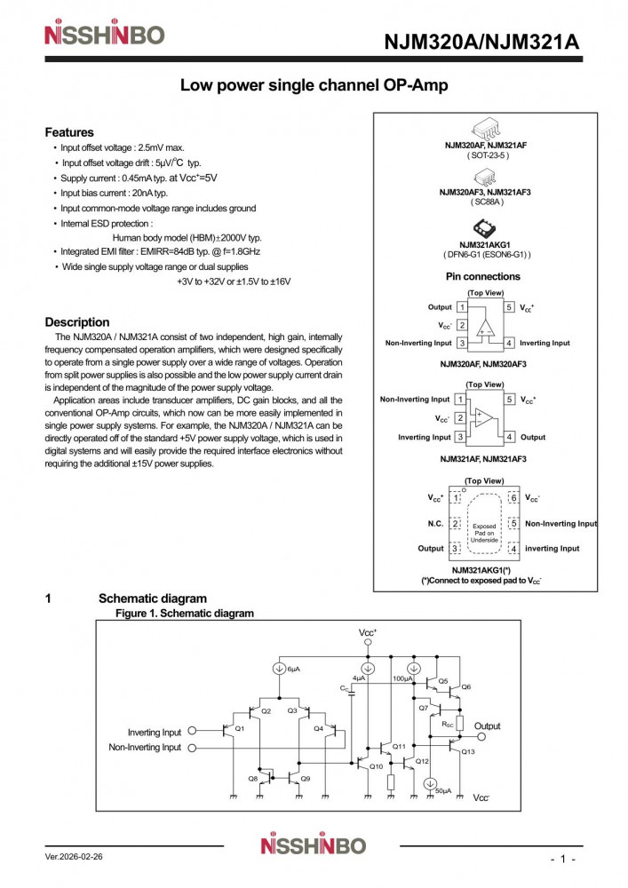 NJM320A datasheet page 1