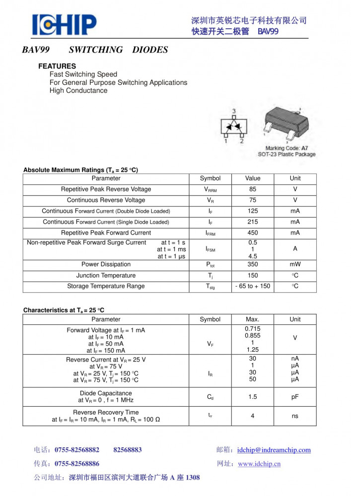 IDCHIP BAV99 datasheet page 1