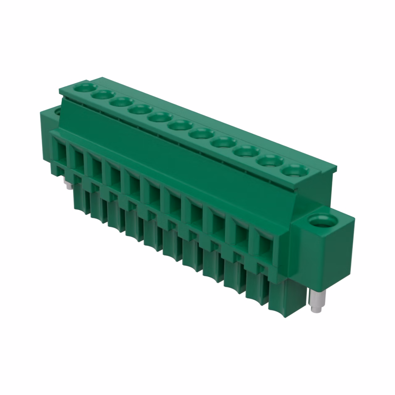 3.81mm Pitch Eurostyle Vertical Plug, with Retention Screws and Reverse Imprinting, Rear Wire Entry, Green Housing, Gold (Au) Plated, 11 Circuits for sale