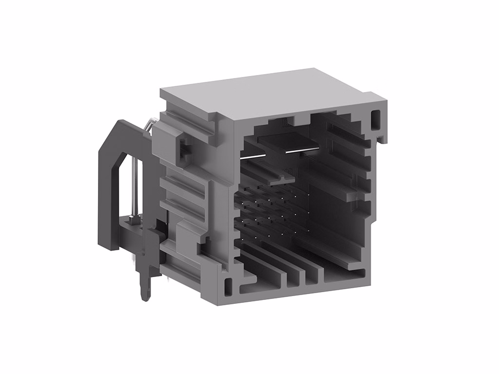 stAK50h Right-Angle Hybrid Header, 12 Circuits, Key 1, Black, Tray