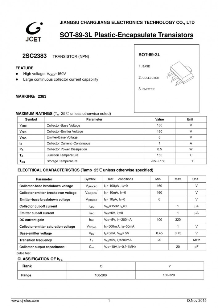 2SC2383 datasheet page 1