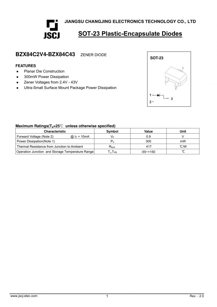 BZX84C6V2 datasheet page 1