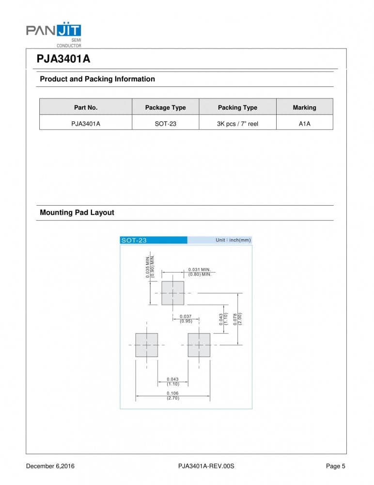 PJA3401A datasheet page 5