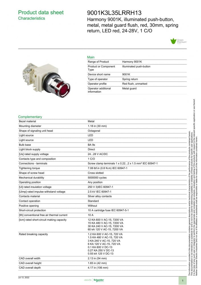9001K3L35LRRH13 technical document page 1