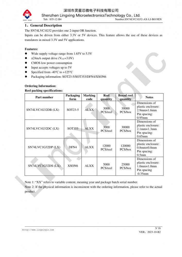 SN74LVC1G32 datasheet page 3