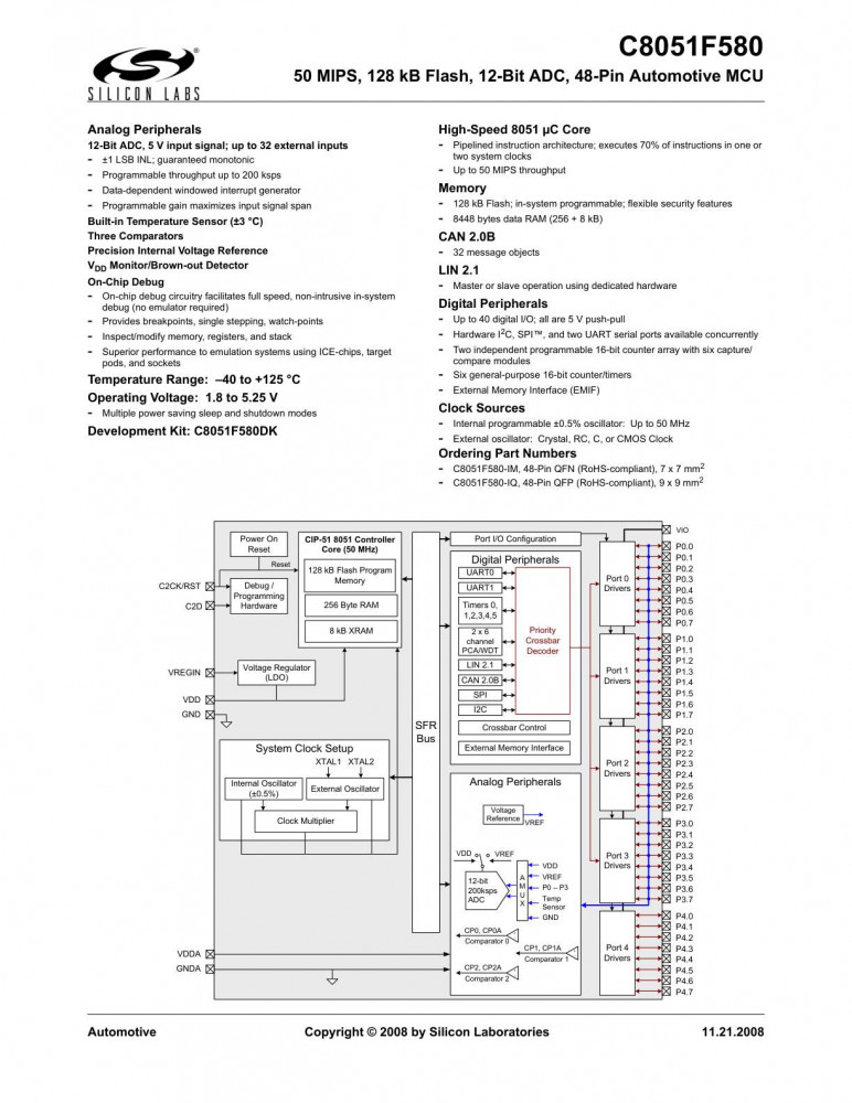 C8051F580-IQR technical document preview