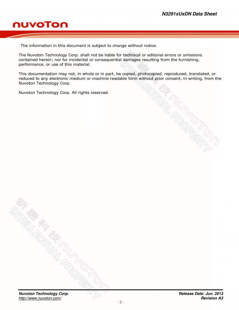 N32916U1DN datasheet page 2