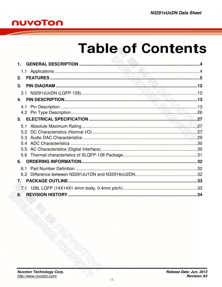 N32916U1DN datasheet page 3