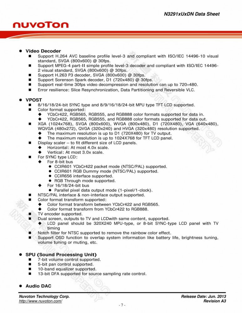 N32916U1DN datasheet page 7