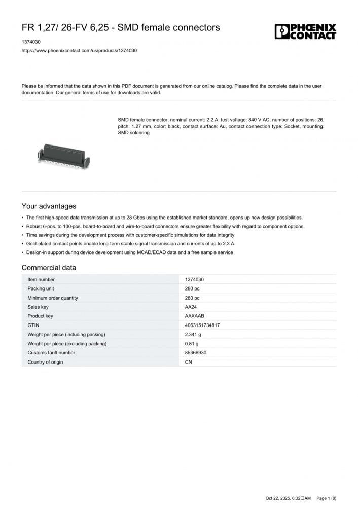 Phoenix Contact 1374030 datasheet page 1