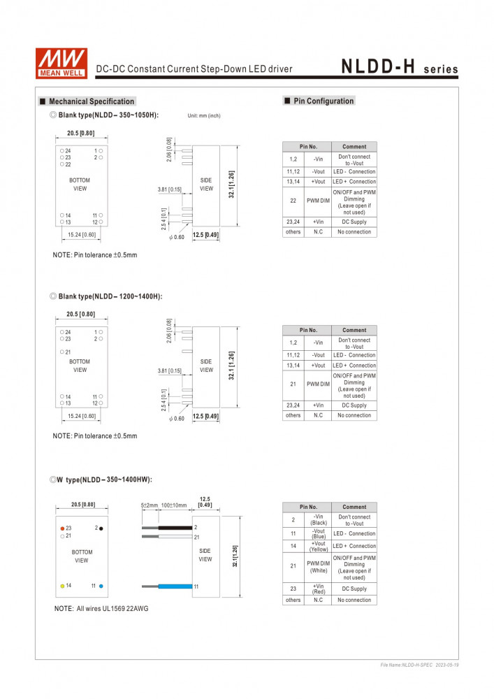 NLDD-1400H datasheet page 3