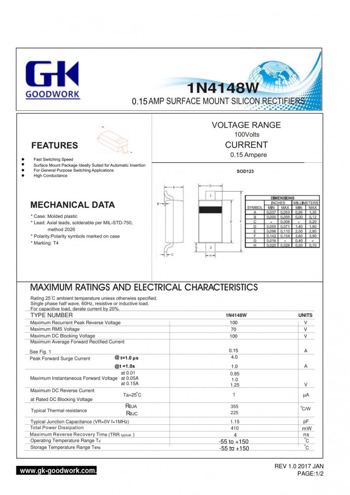 GOODWORK 1N4148W datasheet page 1